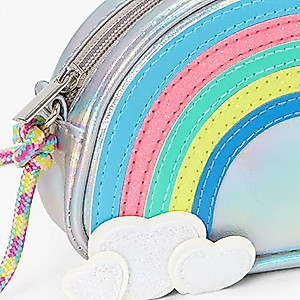 Claire's Club Silver Holographic Rainbow Crossbody Bag with Rainbow Shoulder Strap