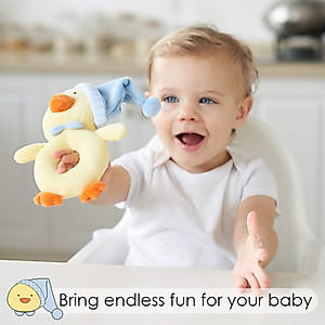 TILLYOU 2 PCS Soft Baby Rattle for Newborns, Plush Stuffed Animal Rattle, Rattle Shaker Set for Infants, Shower Gifts for Girls Boys, Shaker & Teether Toys for 3 6 9 12 Months, Green/Purple