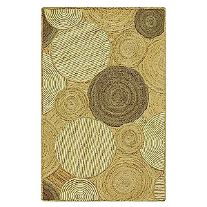 CASAVANI Natural Jute Rectangular Area Rug - 4' x 6', Beige & Black Geometric Braided Jute Rug Ideal for High Traffic Areas in Entryway, Living Room, Bedroom