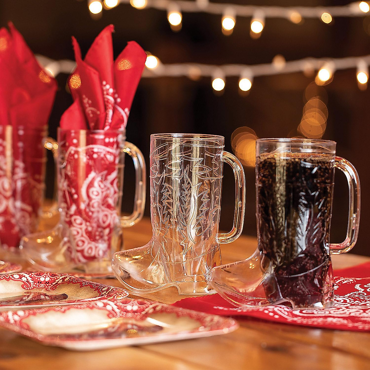 Fun Express Cowboy Boot Mugs - Bulk set of 12 Mugs, each holds 17 oz - Western Rodeo Party Supplies and Nashville Decorations