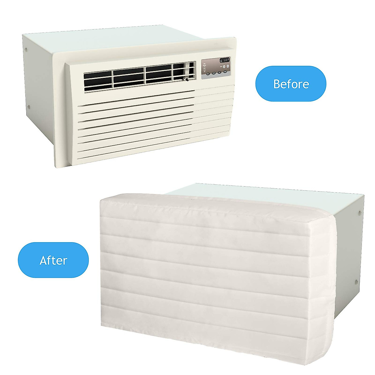 Tatuo 2 Pieces Indoor Air Conditioner Cover Inside Window Unit Double Insulation Cover with Drawstring (White, 21 x 14 x 3 Inch)