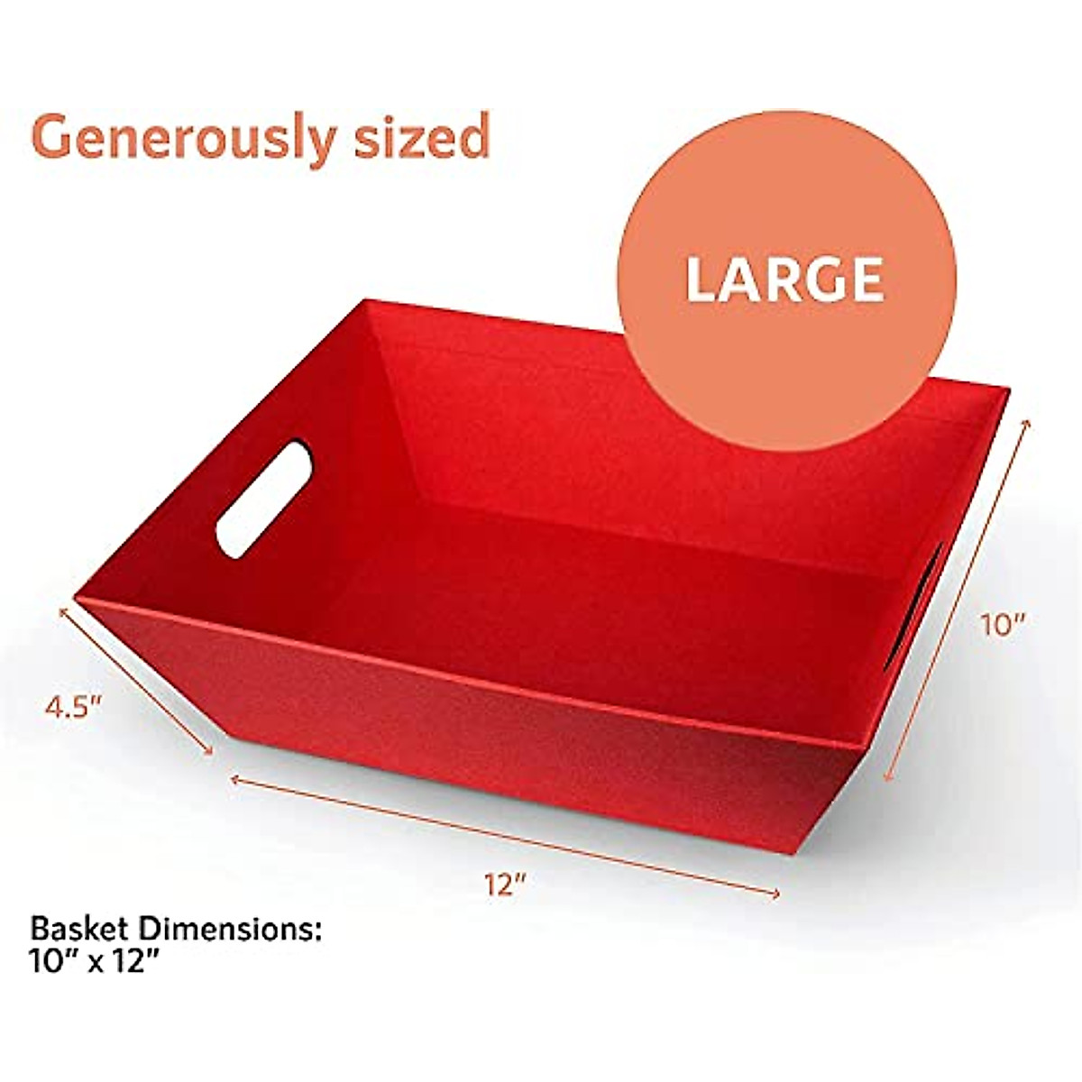 Upper Midland Products [5PK] Large Red Baskets For Gifts Empty To Fill| Bulk Gift Basket Kit- 10x12” Big Red Basket | Christmas, Valentines, Thanksgiving, Easter |Gift To Impress