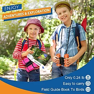 LET'S GO! 3-8 Year Old Boy Girl Toys: Shockproof Binoculars for Kids Bird Watching Camping Hiking, 3 4 5 6 7 Year Old Boys Girls Toddler Outdoor Toy Travel Binoculars for Kid Ages 4-7