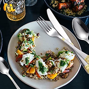 Silverware Set Flatware 72-Piece Luxury Relief Plating Retro Golden Stainless Steel Tableware Cutlery Set with Storage Box Kitchen Utensils Spoon and Fork Set Hand Wash Recommended