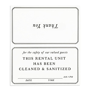 Stockroom Plus Tent Cards, This Rental Unit Has Been Cleaned (3.5 x 4 in, 200 Pack)