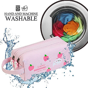 WittySilly Cute Cat Pencil Pouch for Girls, Kawaii Large Capacity Pink Pencil Case, Stationery Organizer Bag, High School College Pen Case, Office Supply Case Organizer (Soft Pink)