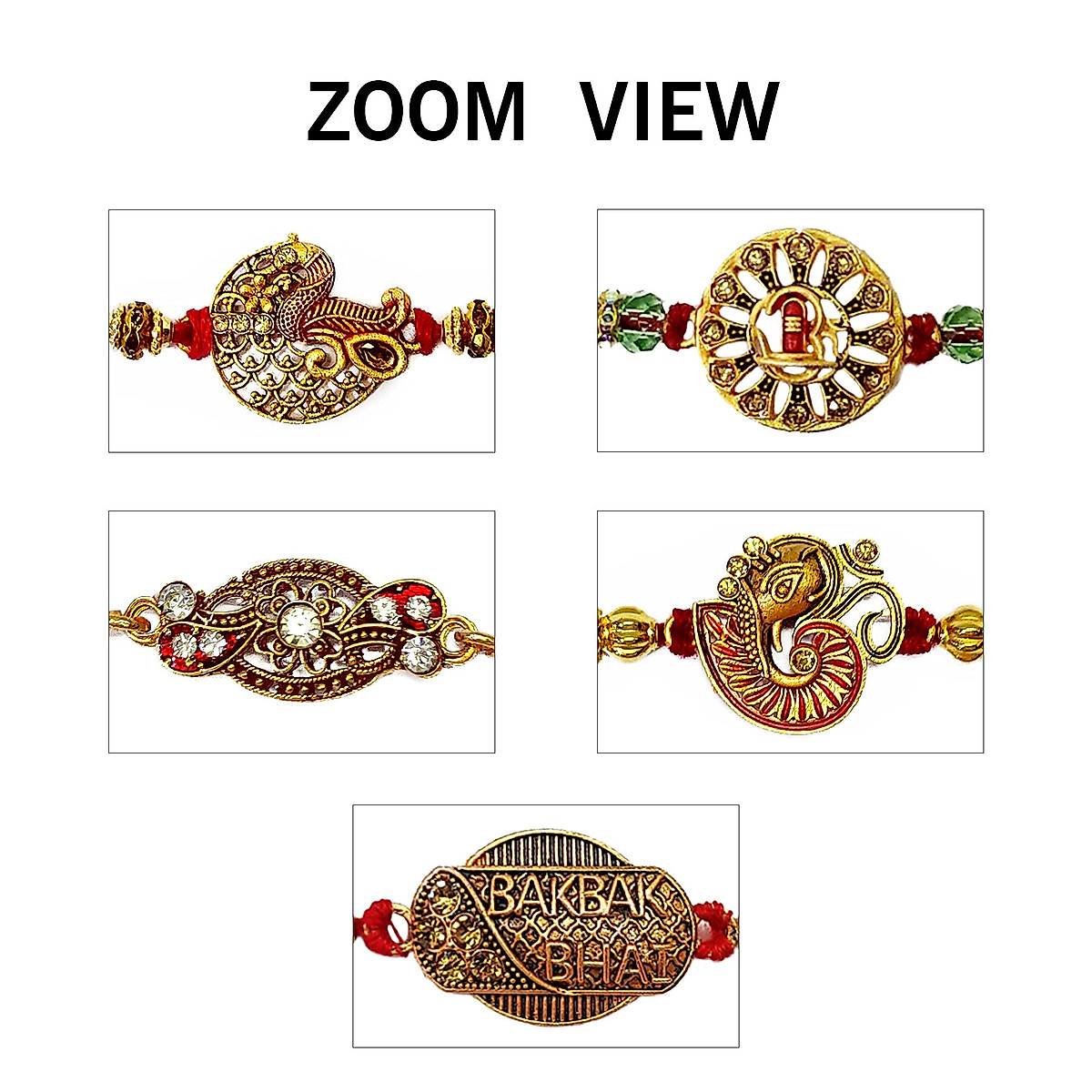 CRAFTSMAN Rakhi for brother Bhaiya Bhabhi Gift Set of 5 Pcs Rakhi for family Raksha Bandhan Festival Rakhi for Bhaiya and Bhabhi, Indian designer latest Rakhi for bhai Thread Bracelets (Design 2)