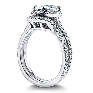 Kobelli Forever One Oval Moissanite and Lab Grown Diamond Halo Bridal Rings Set 2 CTW 14k White Gold (DEF/VS, DEF/VS), 6