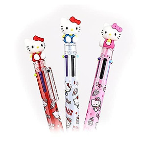 Hello Kitty 0.7mm 6-Color Multicolor Ballpoint Pen w/Hello Kitty Figure 1PC (Red)