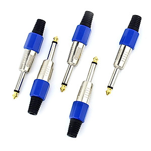 1/4" Audio Plugs 6.35 mm Plug TS 1/4 inch Solder Type Mono Plug Light Straight Design Connector for DJ Mixer Speaker Guitar Cables Phono Patch Cable Microphone Cables Durable ABS Material (5 Pack)