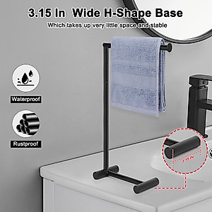 Livabber L-Shape Hand Towel Holder Stand, Metal Hand Towel Rack Modern Countertop Hand Towel Ring Standing Towel Bar for Bathroom Kitchen(Black)