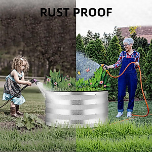 ZXZYHFTY Round Galvanized Raised Garden Bed kit,Silver Outdoor Garden Raised Planter Box, Round Large Metal Raised Garden Beds for Vegetable 2 * 2 * 1ft (2pack)