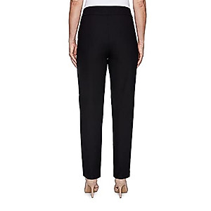 Alfred Dunner Petite Womens PetiteClassic Allure Fit Proportioned Pant with Elastic Comfort Waistband, Black, 14P