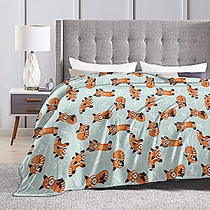 Cute Red Panda Bamboo Throw Blanket Soft Lightweight Warm Flannel Comfort Gift Throws Bedding for Home Bed Sofa Couch Travel