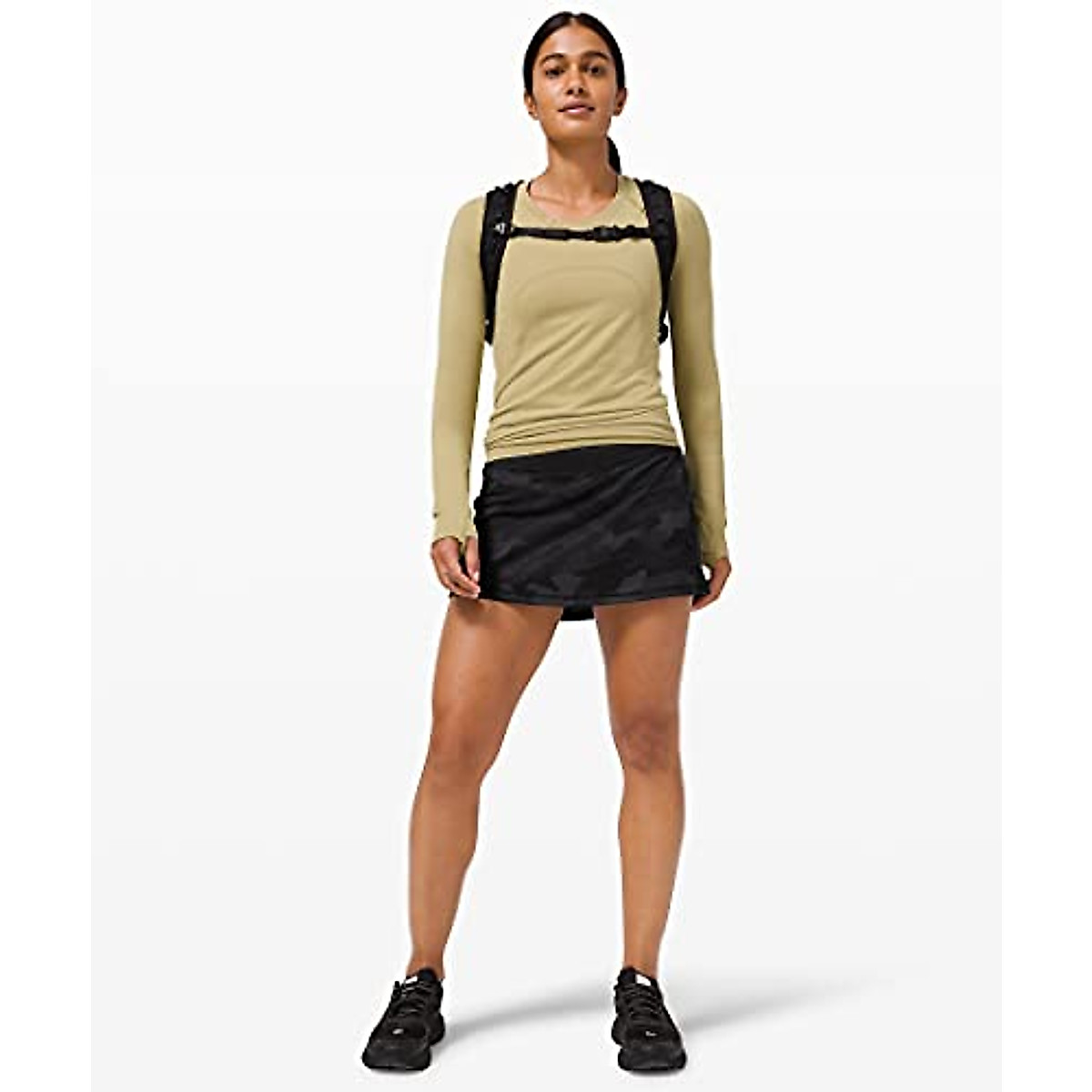 Lululemon Athletica Pace Rival MR Skirt (Heritage 365 Camo Deep Coal Multi/Black, Size 14)