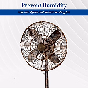 DecoBREEZE Oscillating Outdoor Fan with Misting Kit, 3-Cooling Speed Misting Fan with High RPM, Adjustable and Portable Misting Fan, Rustique, Antique Water Fan, 18 inches
