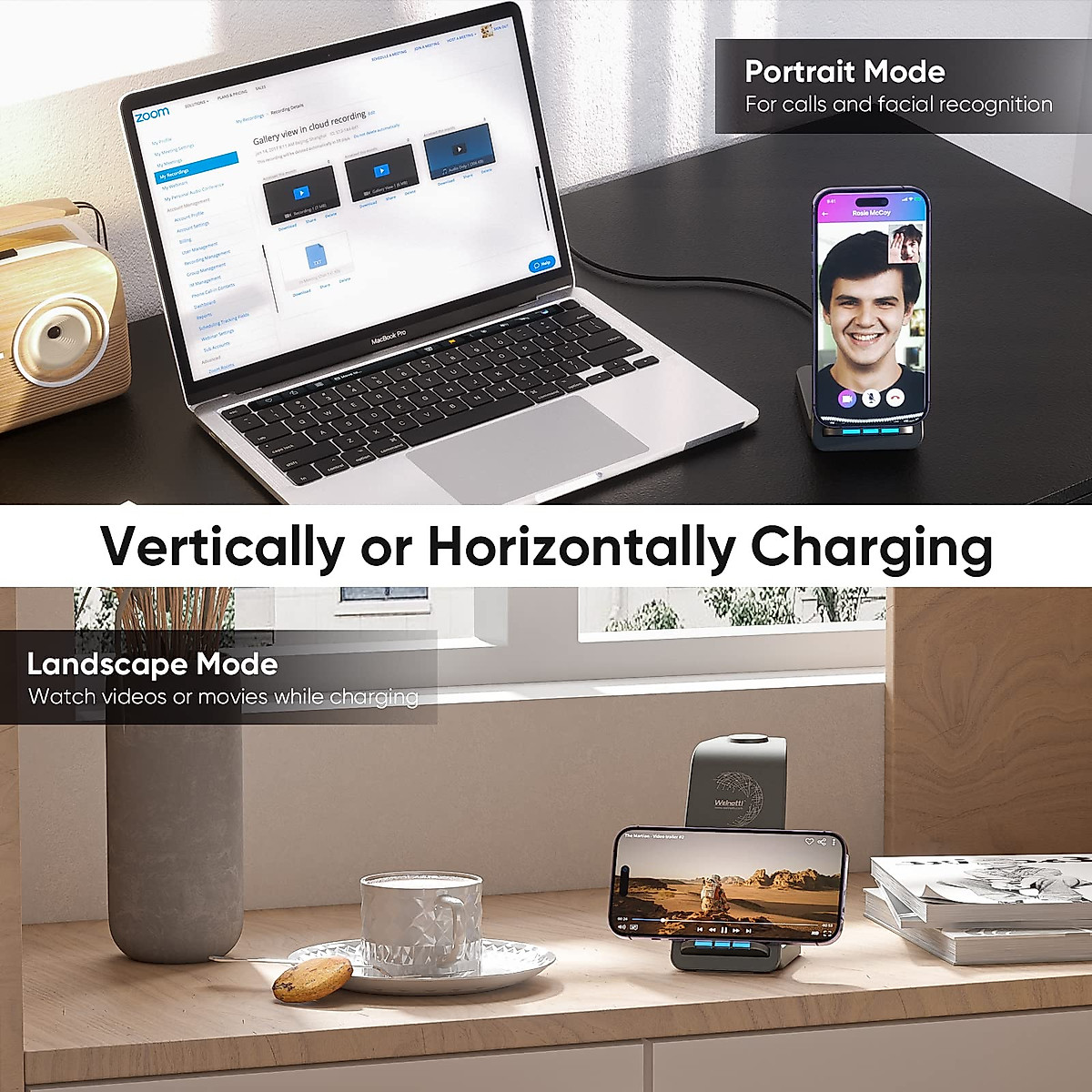 Welnotti 3 in 1 Charging Station for Multiple Devices Compatible with iPhone/iWatch/ipad/SamsungWireless Charger - Charging Stand Dock for AirPods(Gray)