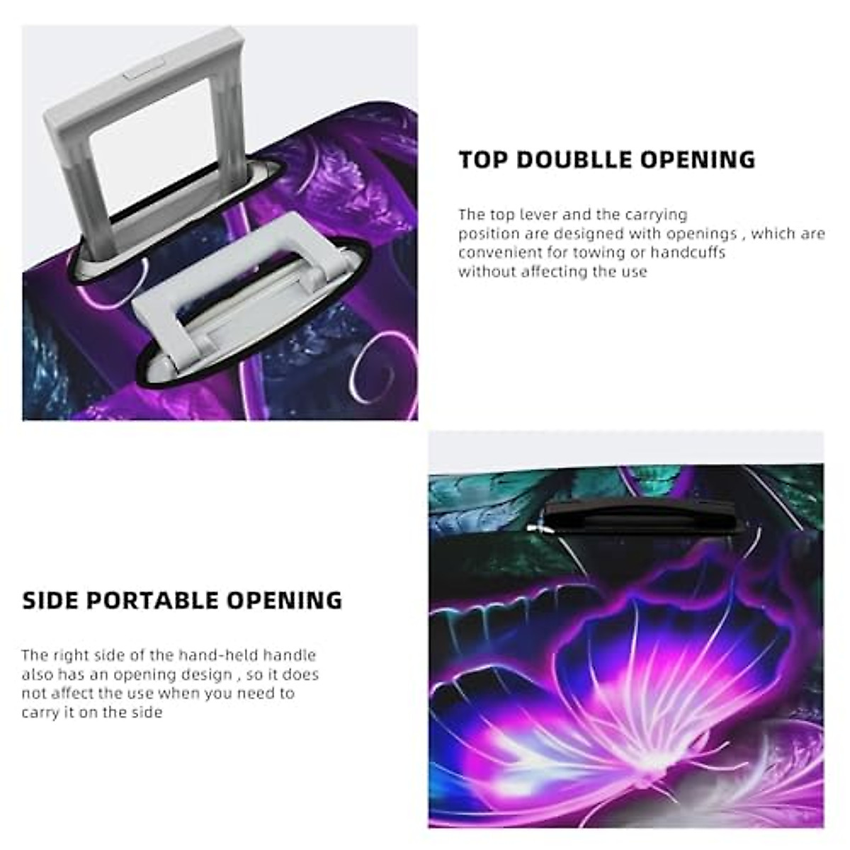 Travel Luggage Cover Suitcase Protector, Fractal Purple Butterfly Leaves Thickened Washable Elastic Anti-scratch Suitcase Sleeve with Concealed Zipper for Wheeled Suitcase Fits 18-21 Inch Luggage