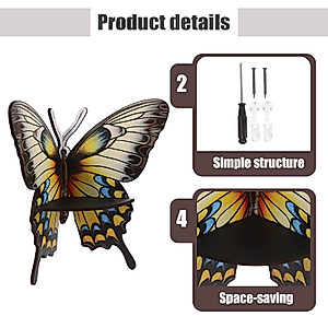 LOGOFUN Butterfly Crystal Shelf Hollow-Out Butterfly Shaped Floating Shelf 3D Wooden Butterfly Wall Rock for Home Office Wall Decor - Yellow