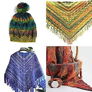 NICEEC 2 Skeins Rainbow Soft Yarn 100% Wool Gradient Multi Color Yarn for Crocheting Knit Total Length 180m×2(196yds×2,50g×2)-5#