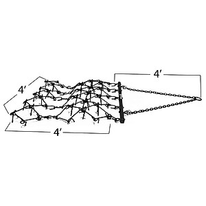 Titan Attachments Heavy Duty Drag Harrow 4 FT x 4 FT Leveling Grading Steel Mesh, 3/8in Tines, Tow Behind Agricultural-Style Drag