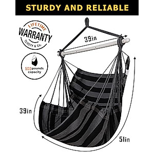 ADVOKAIR Hammock Chair Swing (500 lbs Max) - Hanging Hammock Chair Rope Swing Indoor for Bedroom, Outdoor, Patio, Bedroom, Porch, Deck - Sturdy Steel Bar with Anti-Slip Safety Rings