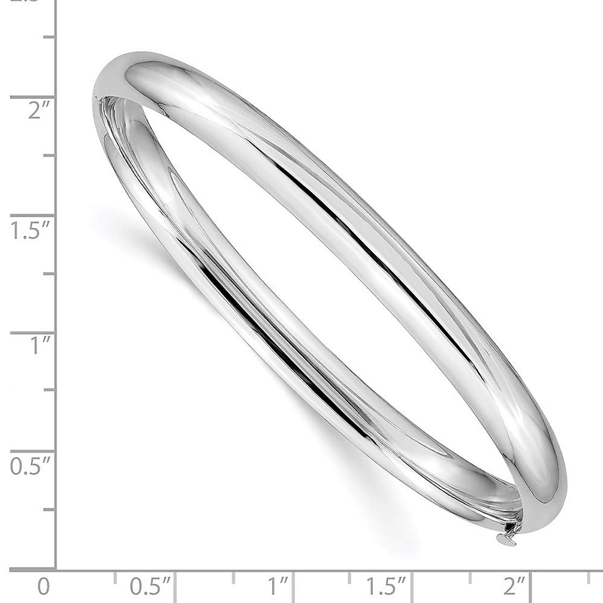 14k White Gold High Polished 6.00mm Hinged Bangle QDB503