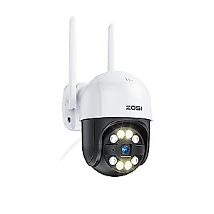 ZOSI C289 1080P WiFi Pan/Tilt Outdoor Security Camera,Home Surveillance PTZ IP Camera,Smart Light Siren Alarm,Color Night Vision,2-Way Audio,Person Vehicle Detection,Phone Remote,Waterproof Setting
