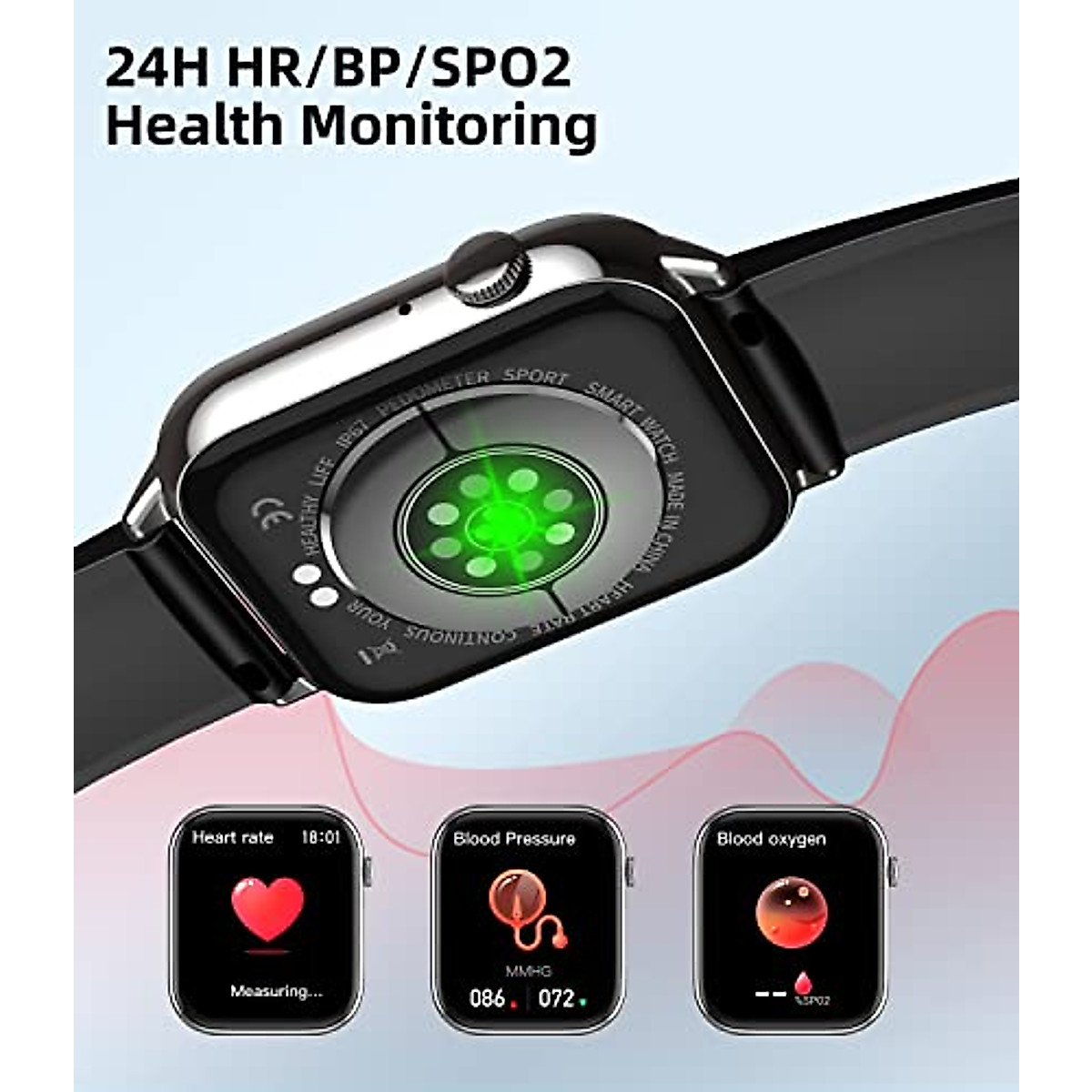 Smart Watch (Answer/Make Call), 1.68" Fitness Tracker Smartwatch for Android iPhone with Blood Pressure Heart Rate Sleep Monitor Pedometer, IP67 Waterproof Smart Watches for Men