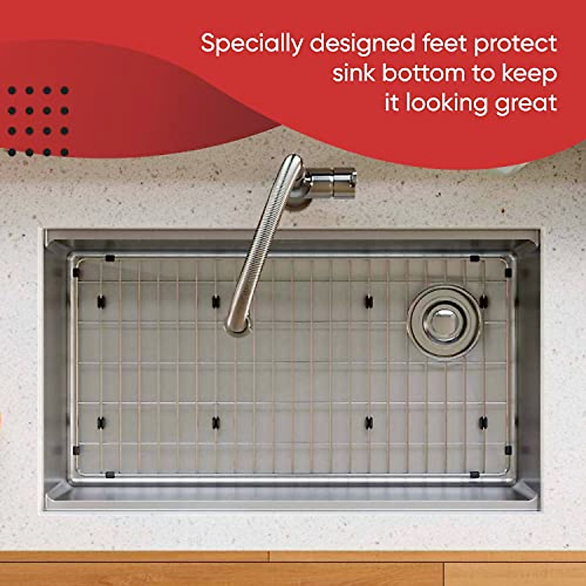 Sink Protectors for Kitchen Sink, Stainless Steel Sink Protector 28-1/4" x 14-1/4" x 1-1/4", Sink Grate for Bottom of Kitchen Sink