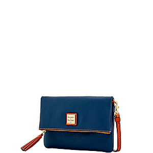Dooney & Bourke Women's Foldover Zip Crossbody in Pebble Grain Leather, Small Sized Handbag with Adjustable Shoulder Strap, Midnight