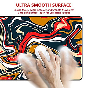 【5 Colors 3 Sizes】 Marbled Design Fluid Pattern Large Mouse Pad Gaming Giant Big Desk Mat Desk Pad Computer Keyboard Mousepad with Stitched Edge for Home Office Work - 31.5" L*11.8" W