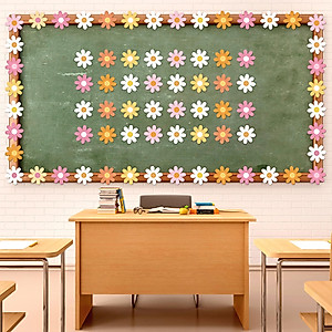 60 PCS Daisy Flower Cutouts Hippie Bulletin Board Retro Hippie Cutouts Groovy Wall Decal Boho Cutouts Groovy Classroom Decor Party Supplies for DIY Craft Birthday Party Baby Shower School Classroom