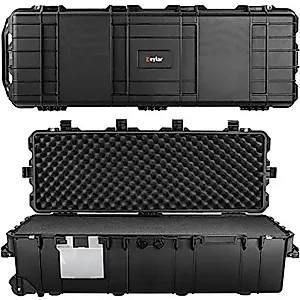 Eylar XXL 44 Inch Deep Heavy Transport Roller Gear, Camera, Tools, Equipment Hard Case Waterproof w/Foam Black