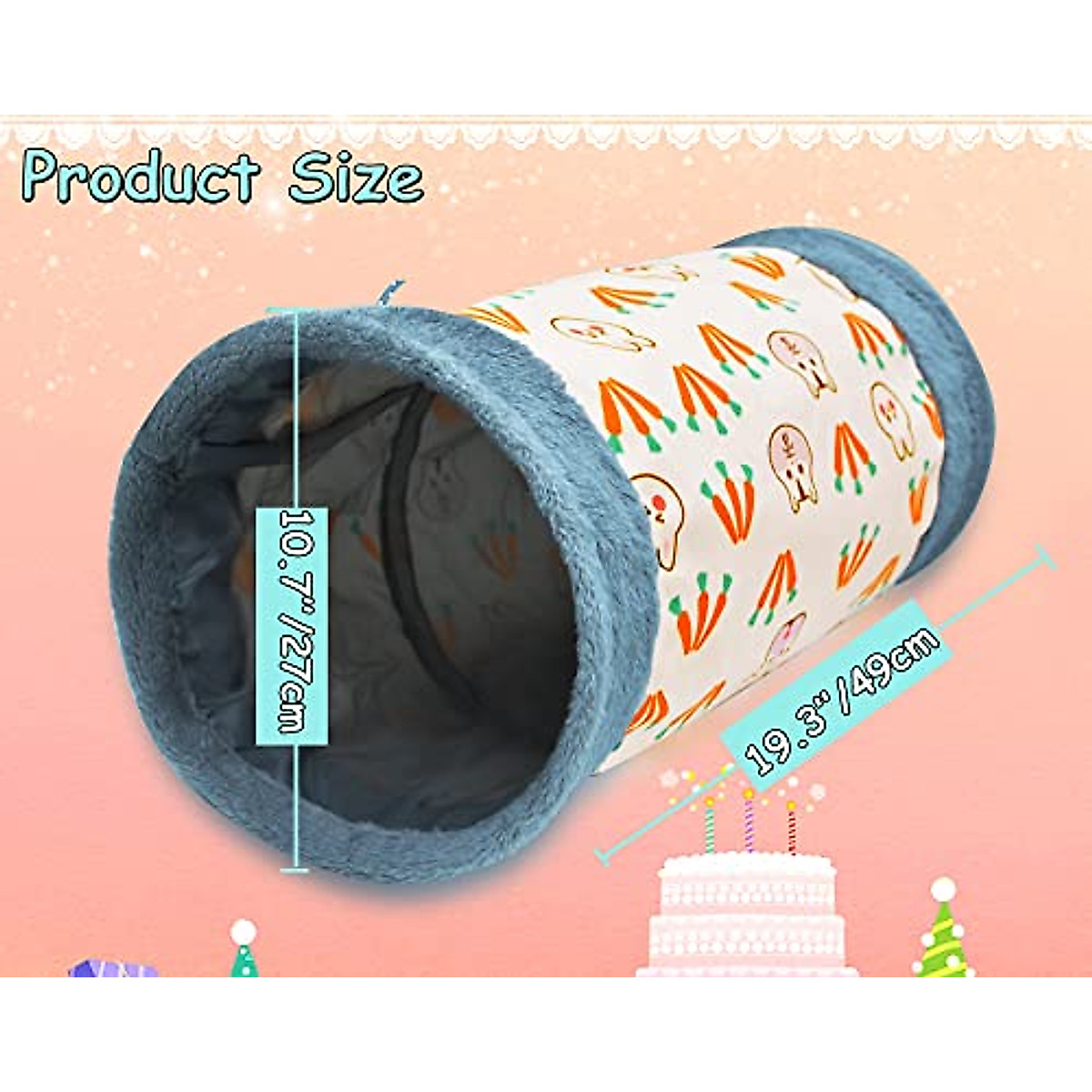 AFYHH Guinea-Pig Rabbit Tunnel-Tube Toys - Bunny Hamster Hideout Small Animal Activity Tunnels Hideaway Accessoies for Dwarf Rabbits Guinea Pigs Kitty (Pink)