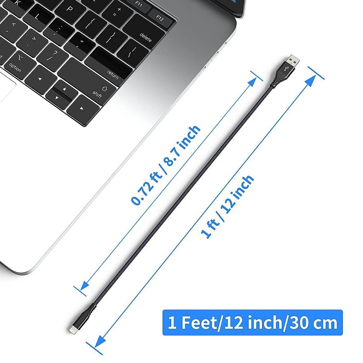 1FT Short iPhone Charging Cable, 3 Pack USB to Lightning Cable 1 Foot iPhone Charger Cord Fast Charging Braided for Apple iPhone 14 13 12 11 Pro Max Mini 10 8 7 Plus XR XS MAX SE iPad Air Mini (Black)