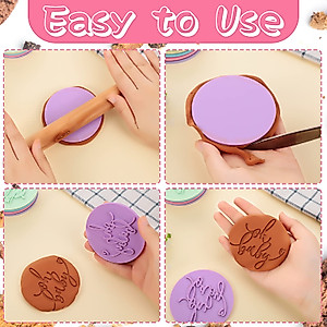6 Pcs Baby Shower Fondant Embosser Cookie Stamps 3D Design Baby Shower Cookie Cutters Stamp for Party Decorating Fondant Icing Cupcake Cake(Baby)