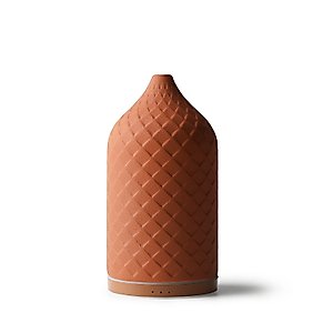 ZEIGGA LAB Essential Oil Diffuser for Home, Ceramic Aromatherapy Diffuser for Essential Oils, 120ml Oil Diffuser with Waterless Auto-Off and 7 LED Lights for Large Room Yoga Spa (Terracotta)