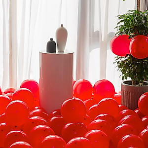 100pcs Red Balloons, 12 inch Red Party Latex Balloons for Birthday Wedding Valentine’s Day Anniversary Party Decorations(With 2 Red Ribbons)
