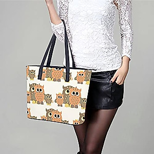 Womens Handbag Owls Leather Tote Bag Top Handle Satchel Bags For Lady
