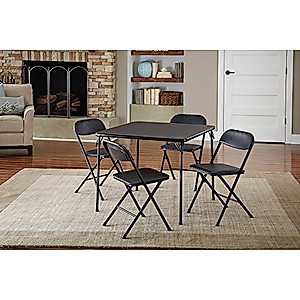 Luxury 5-Piece Card Table Set Low-Maintenance And Long-Lasting Powder-Coat Frame Finish, Black