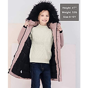 maoo garden Girls Winter Coats Heavyweight Waterproof Jacket Mid-Length Fur Hooded Parka 2017 Pink 5-6Y
