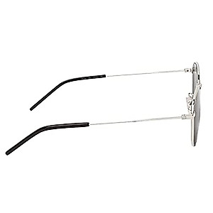 SAINT LAURENT Women's Classic Soft Square Metal Sunglasses, Silver/Grey, One Size