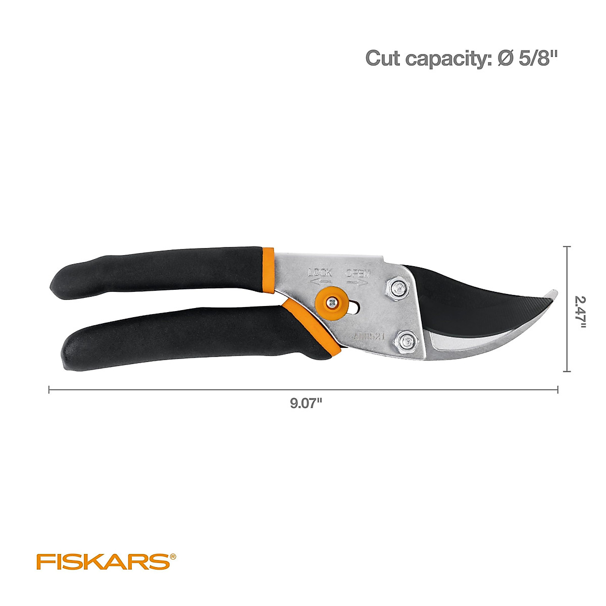 Fiskars Gardening Tools: Bypass Pruning Shears, Sharp Precision-ground Steel Blade, 5/8” Plant Clippers (91095935J)
