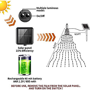 Solar Powered String Lights - Waterfall Fairy Bunch Lights Outdoor Waterproof,10 Strands 200 LEDs 8 Modes Watering Can Light for Outdoor, Garden, Christmas Tree Halloween Home