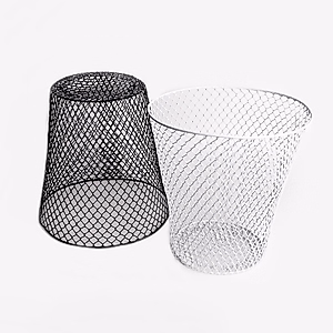Generic Wire Mesh Round Waste Basket,Round Open Top Design Small Wastebasket,Metal Mesh Wastebaskets,Garbage Cans for Bedroom Kitchen Living Room Dormitory Office School (1, Black), MaRIJaly-062202