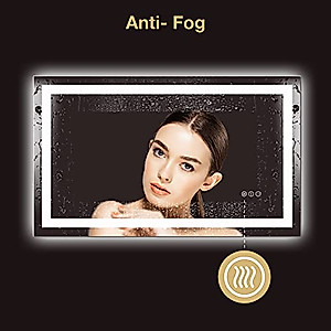 ODDSAN 40x32 Led Mirror for Bathroom, Dimmable Vanity Mirror with Lights, Backlit and Front Lit Makeup Mirror for Wall, Anti-Fog (Horizontal/ Vertical)