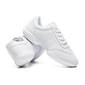 LANDHIKER Cheer Shoes Women White Dance Shoes Cheerleading Fashion Sports Shoes Training Athletic Flat Size