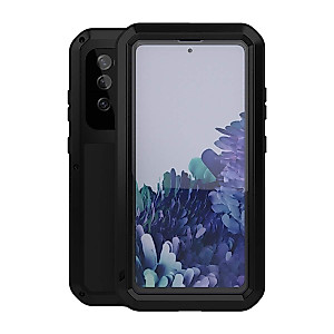 LOVE MEI Military Rugged Case For Samsung Galaxy S20 FE 5G, with Tempered Glass Screen Protector, Shockproof Dustproof Scratch Proof Hybrid Metal and Silicone Gel Heavy Duty Full Body Cover for S20 FE