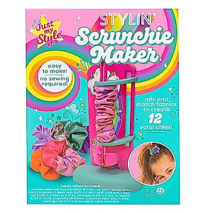 Just My Style D.I.Y. Scrunchie Maker by Horizon Group USA, Design Your Own Colorful Satin Scrunchies Hair Bands, Easy-to-Use Tool & Gemstones Included